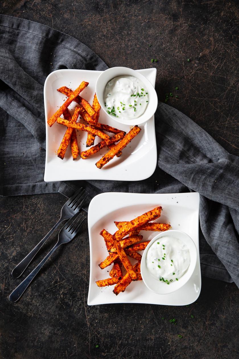 Sellerie-Pommes aus dem Ofen mit Dip | Simply Yummy